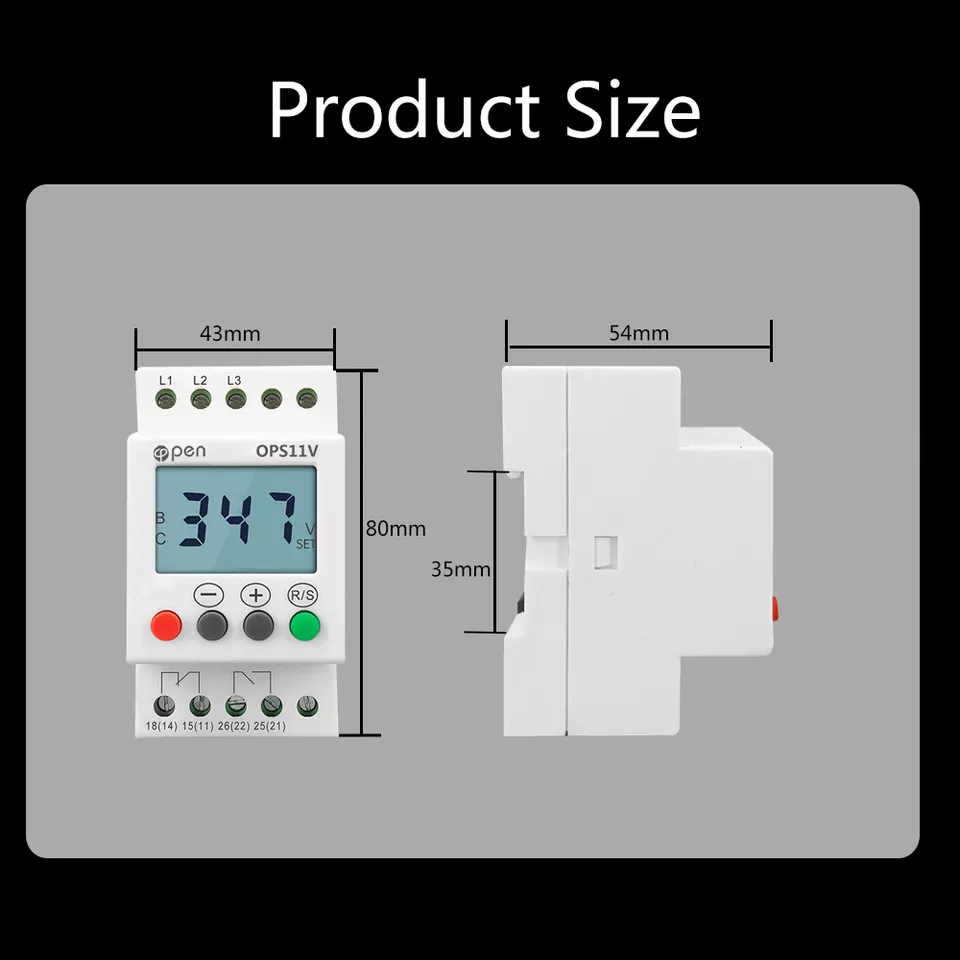 3 Phase 380V 50-60Hz Protector adjustable Under Over Voltage Protector ...
